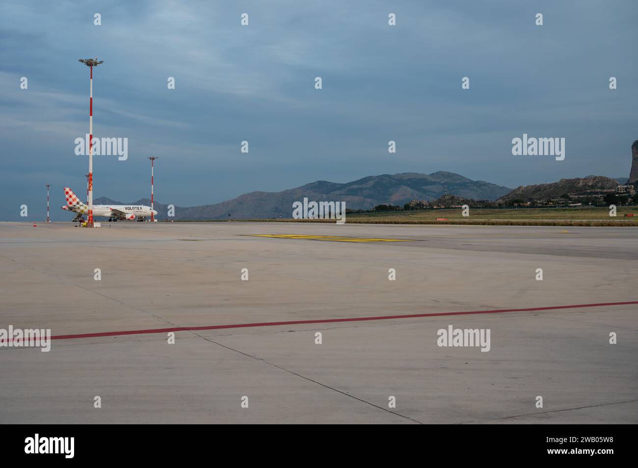 Palermo, Sicily, Italy, December 14, 2023 - The tarmac of the Palermo ...