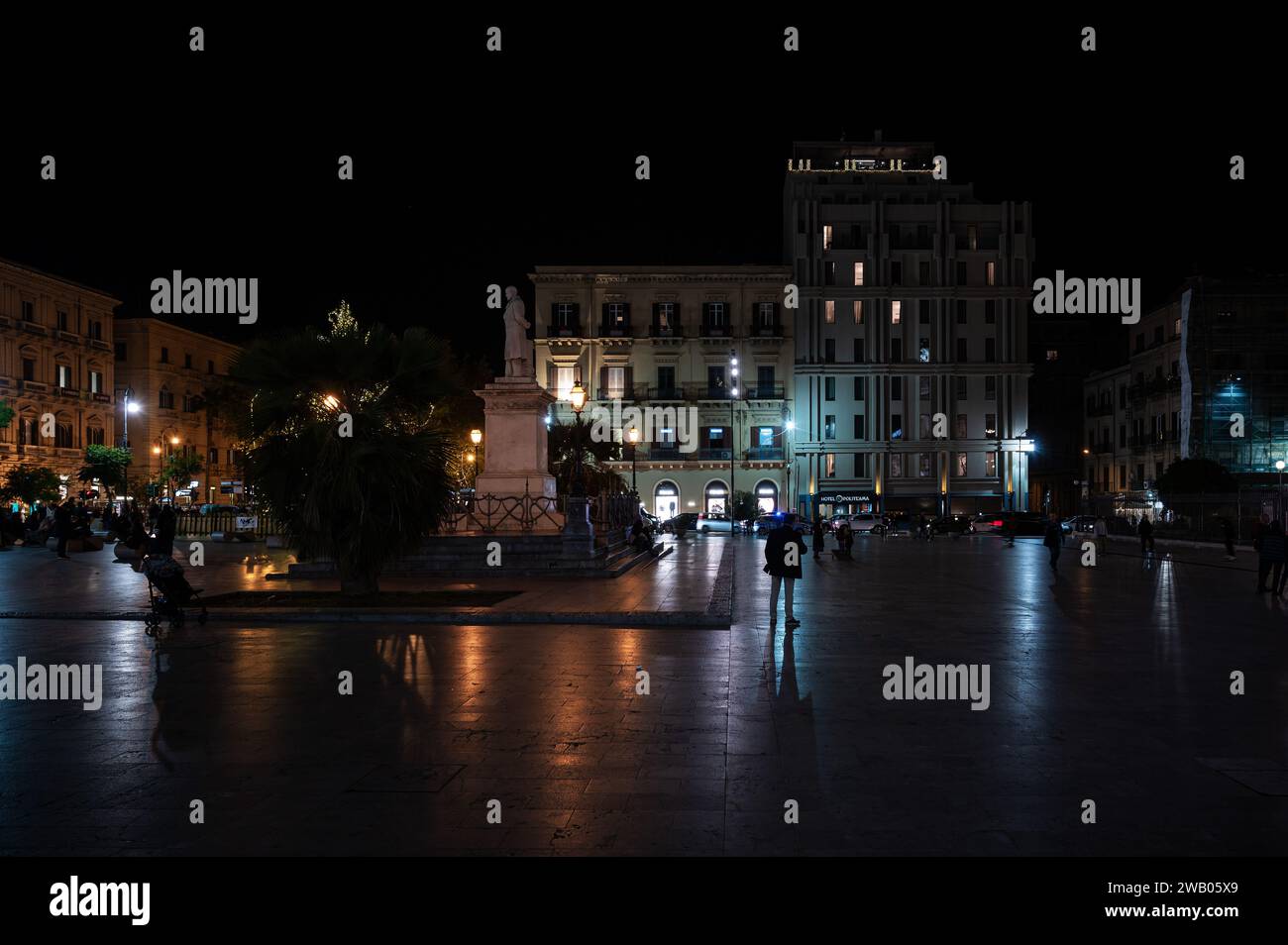 Palermo, Sicily, Italy, December 14, 2023 - The Piazza Ruggero Settimo ...