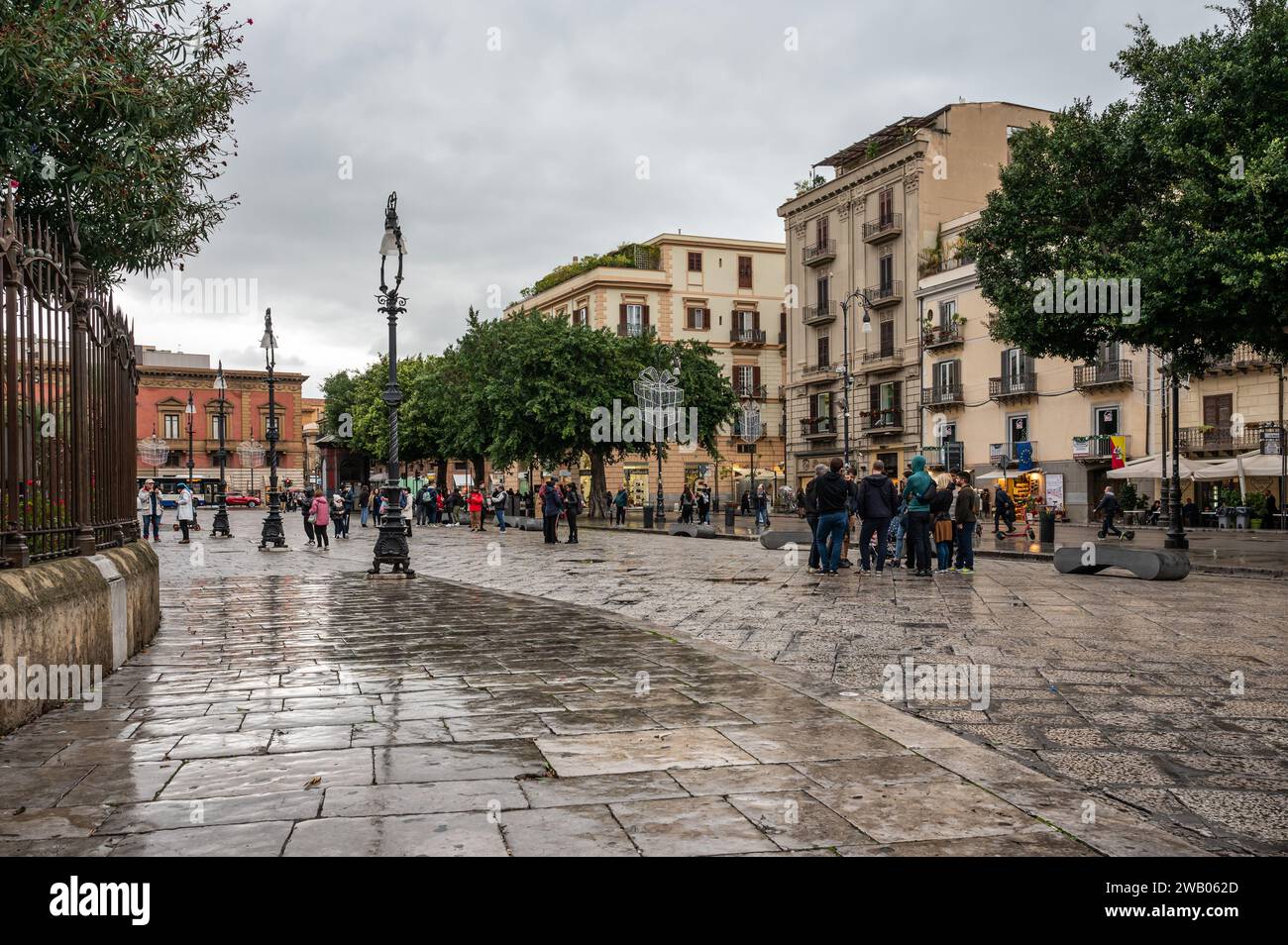 Palermo, Sicily, Italy, December 14, 2023 - The Giuseppe Verdi Square ...