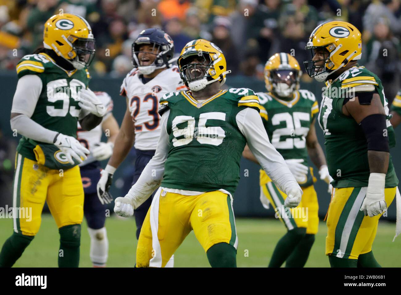 Green Bay Packers defensive tackle Devonte Wyatt (95) celebrates after ...