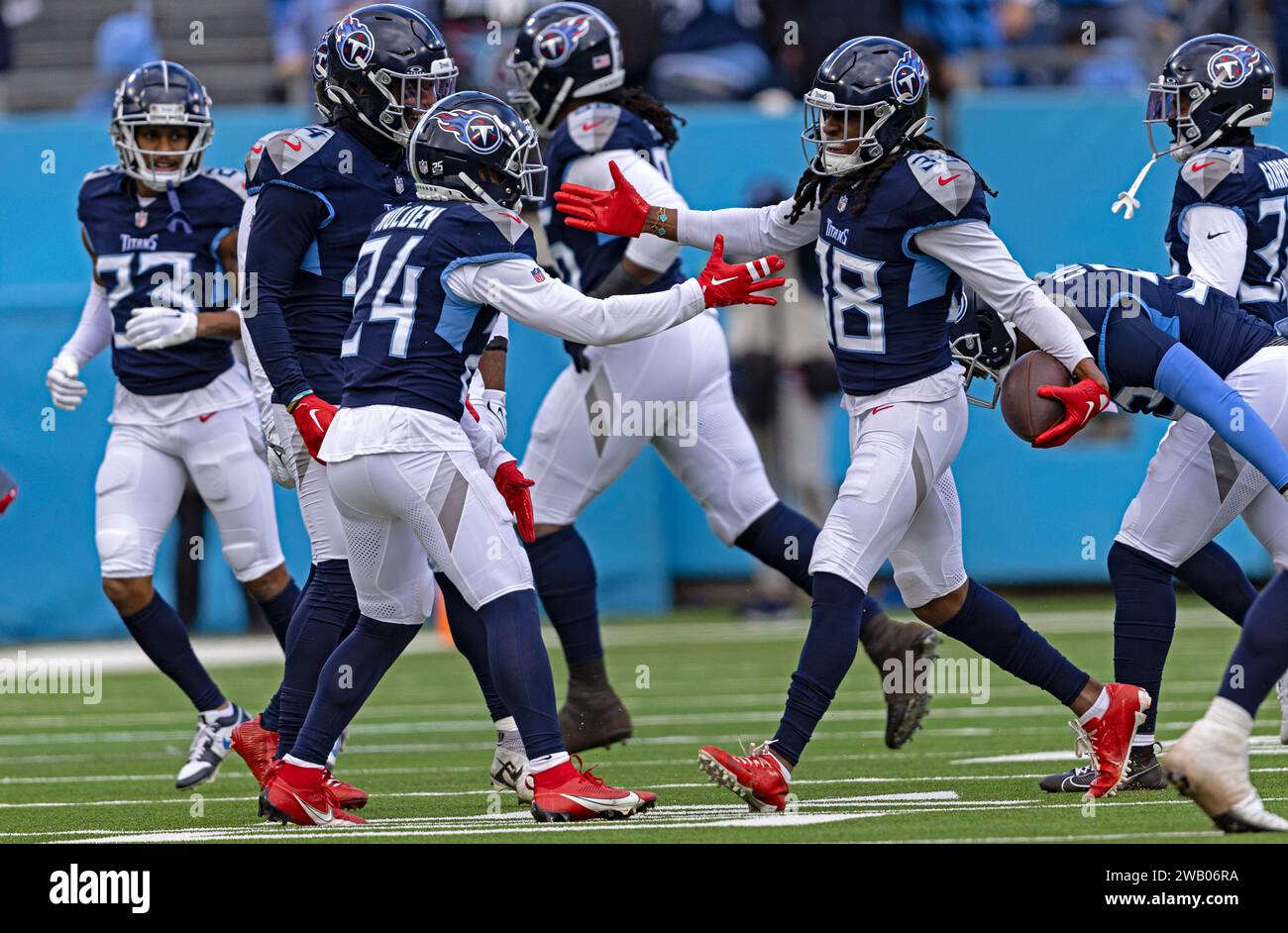 Tennessee Titans safety Terrell Edmunds (38) celebrates with cornerback ...