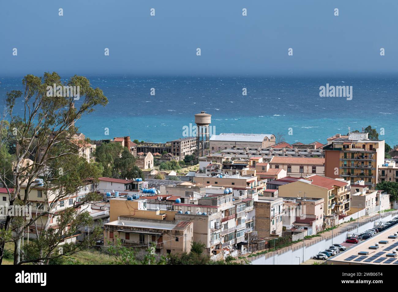 Aranella, Sicily, Italy, December 16, 2023 - High angle view over the ...