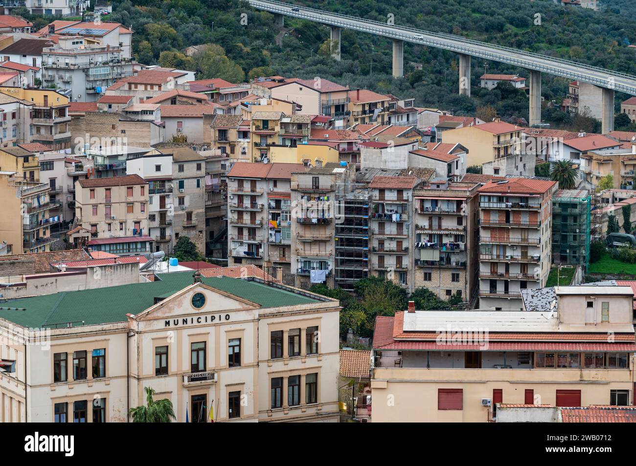 Altofonte, Sicily, Italy - High angle view over the mountain village ...