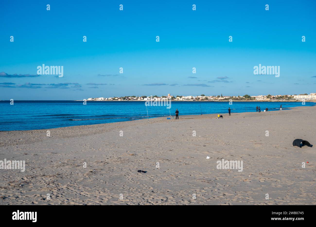 Isola delle Femmine, Sicily, Italy, 18 December 2023 - Sand beach with ...