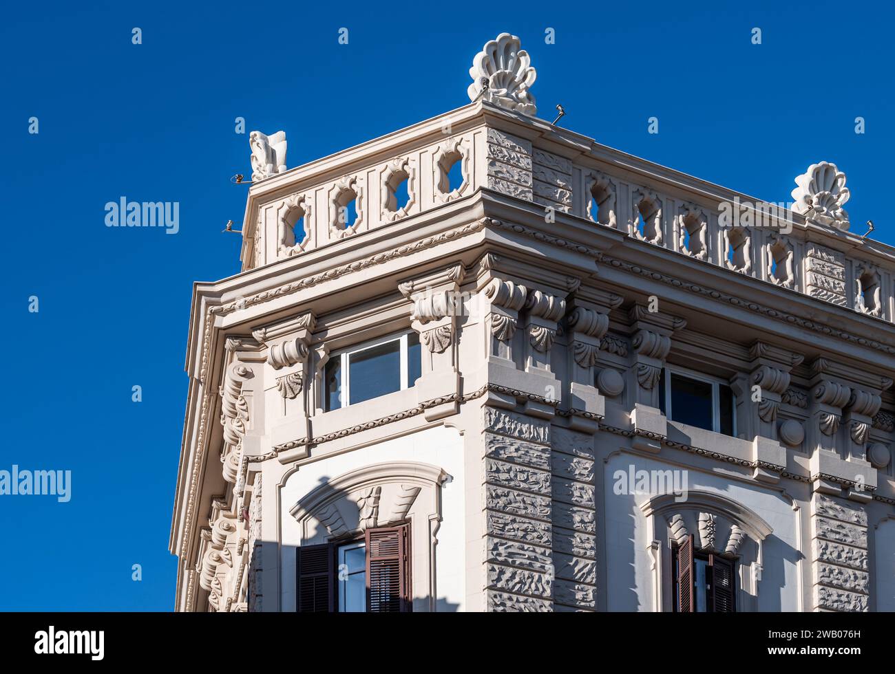 Palermo, Sicily, Italy, December 19, 2023 - Detail of the Teatro Biondo ...