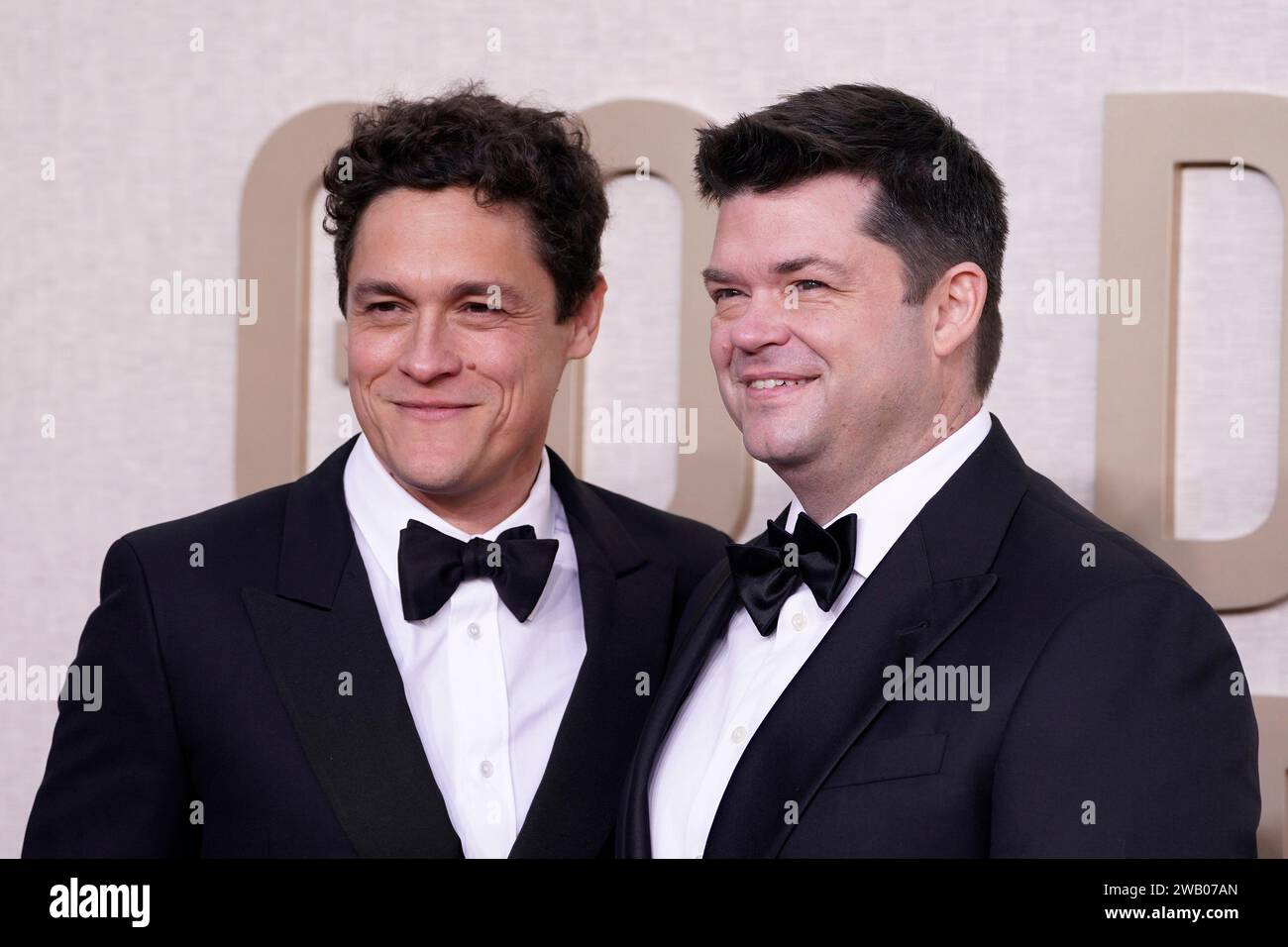 Phil Lord, left, and Christopher Miller arrive at the 81st Golden Globe ...