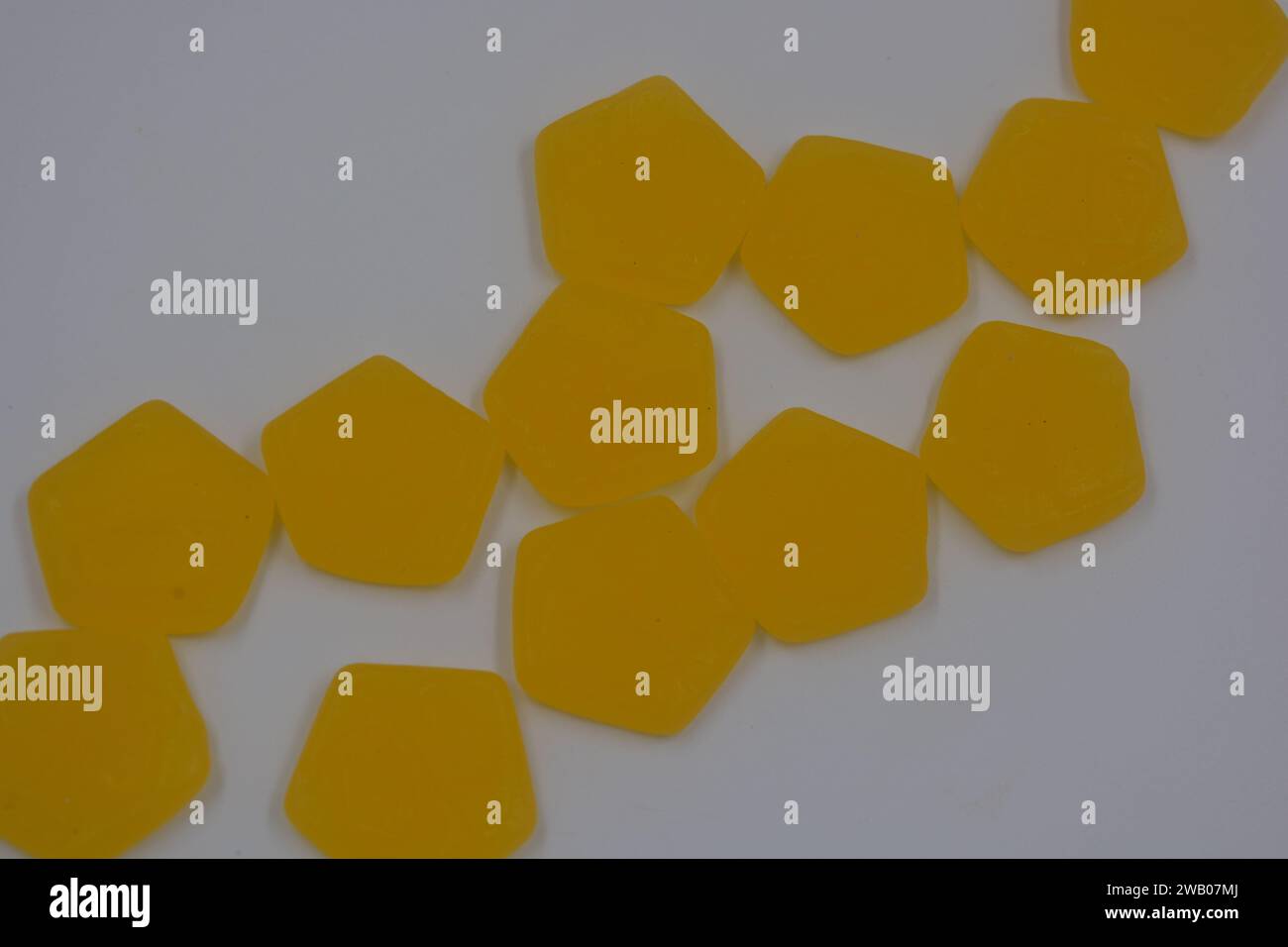 Bright and high-quality children's, gummy candies in the form of yellow ...