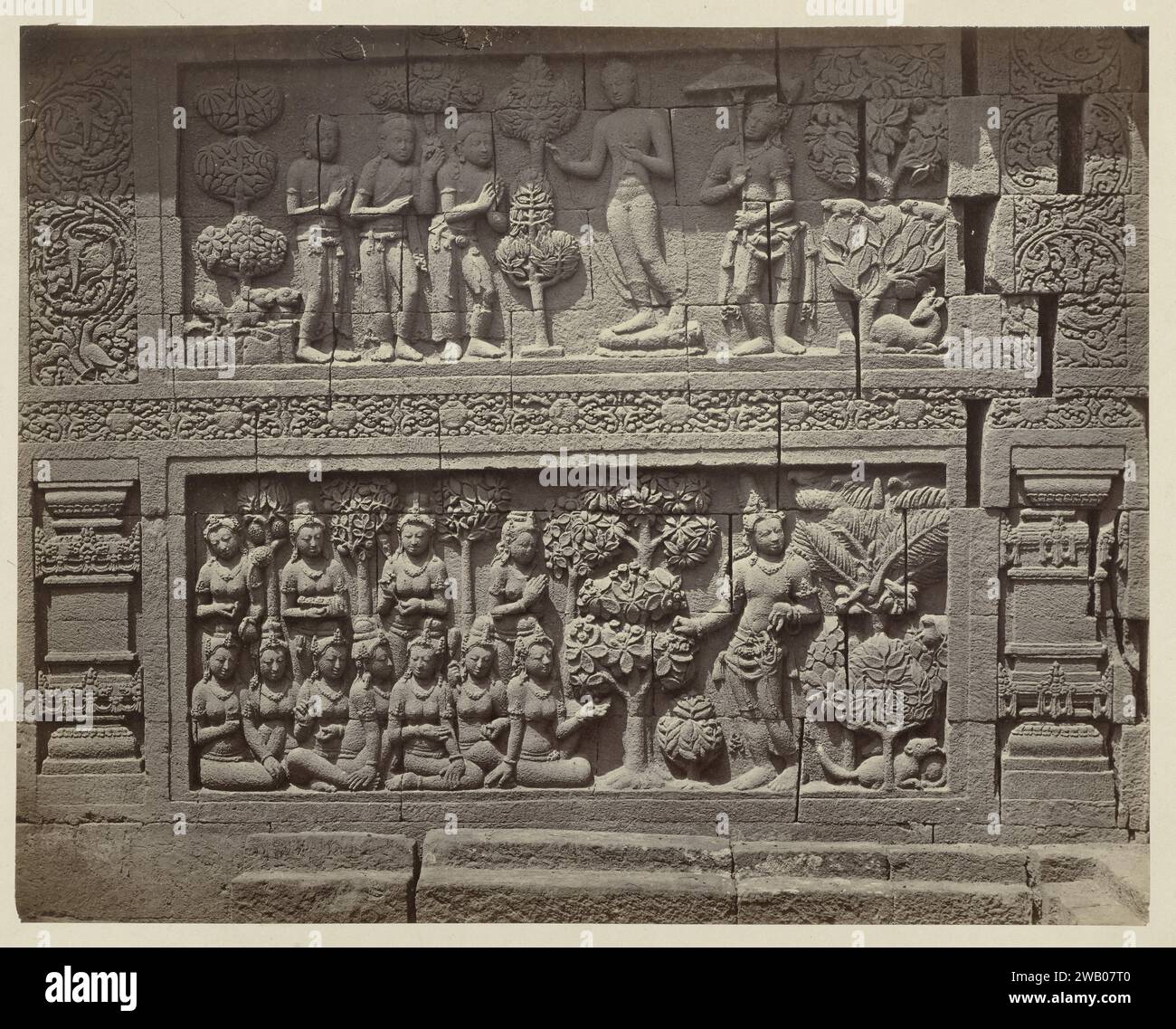 Basrelief with the birth and childhood of Buddha, 1873 photograph Also ...