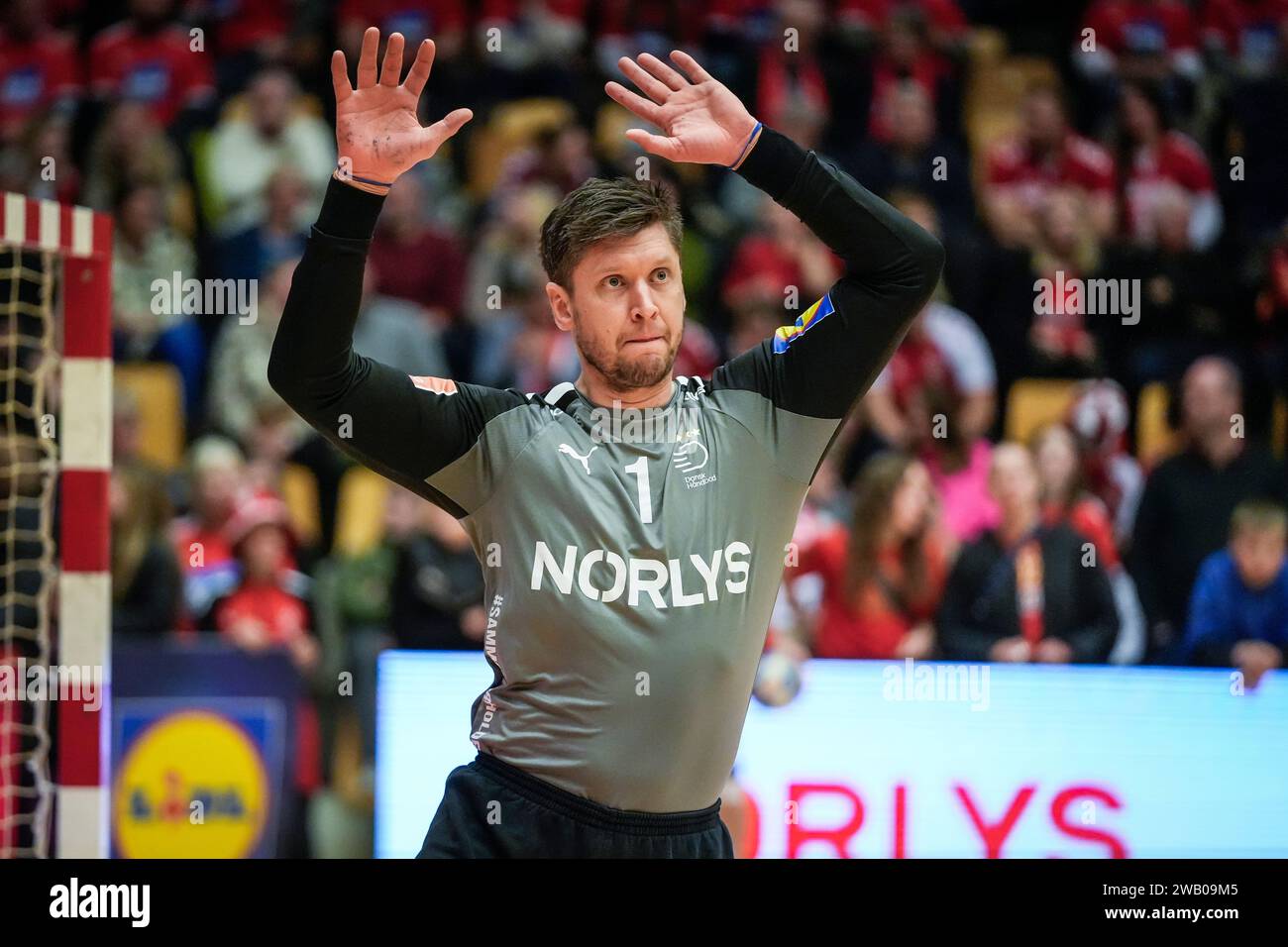 Odense, Denmark. 07th Jan, 2024. Niklas Landin (1) of Denmark seen ...