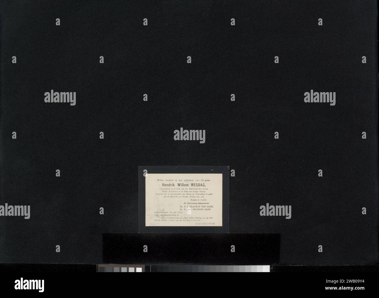 Death report to Philip Zilcken, 1915 cardboard printing Stock Photo - Alamy