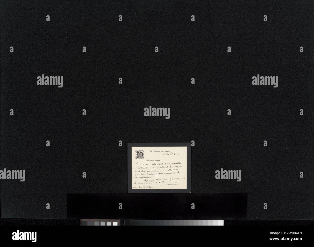 Letter Aan Philip Zicken, Librairie Hachette & Cie., 1891 letter Paris ...