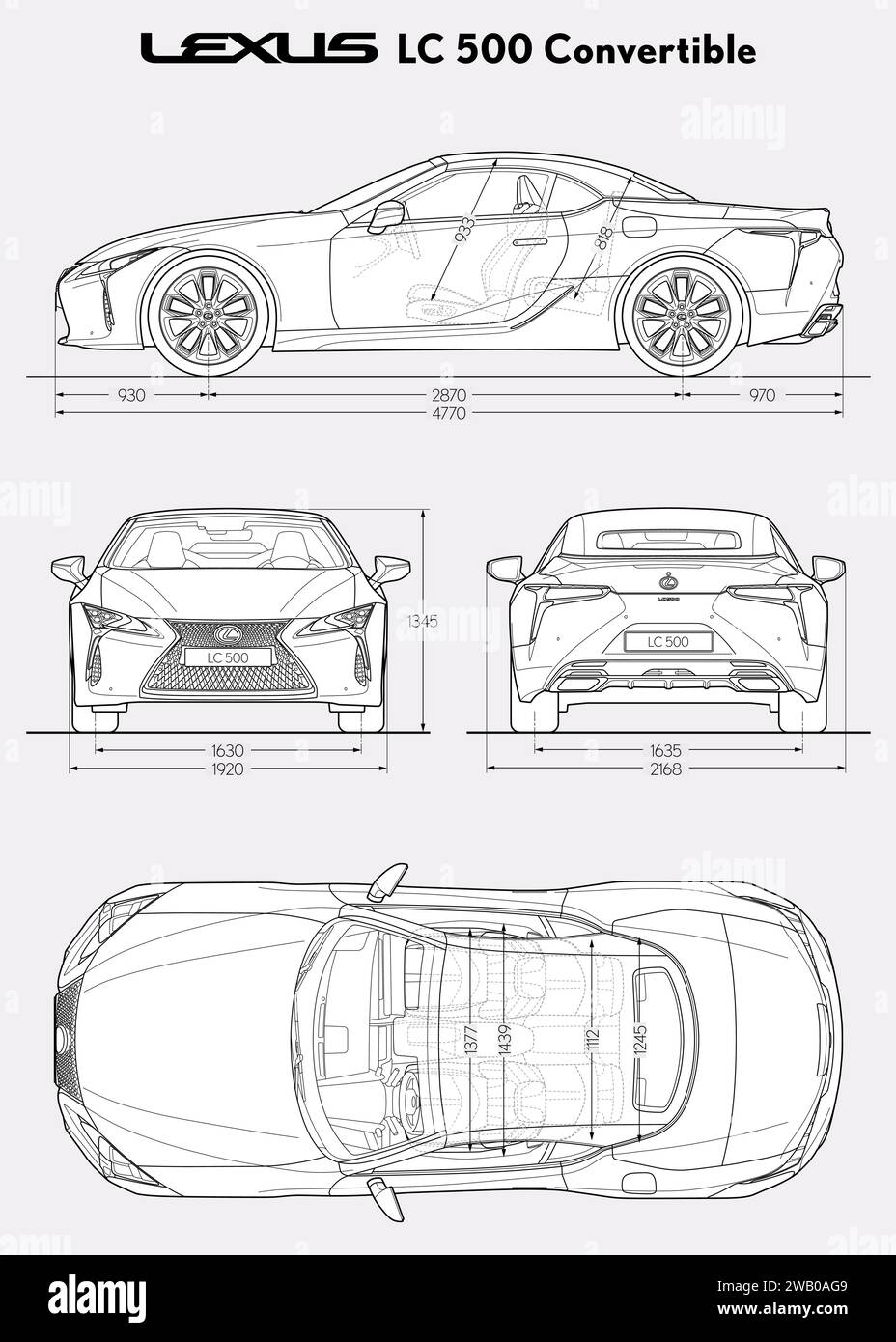 Lexus LC Convertible 2023 Car Blueprint Stock Vector Image & Art - Alamy