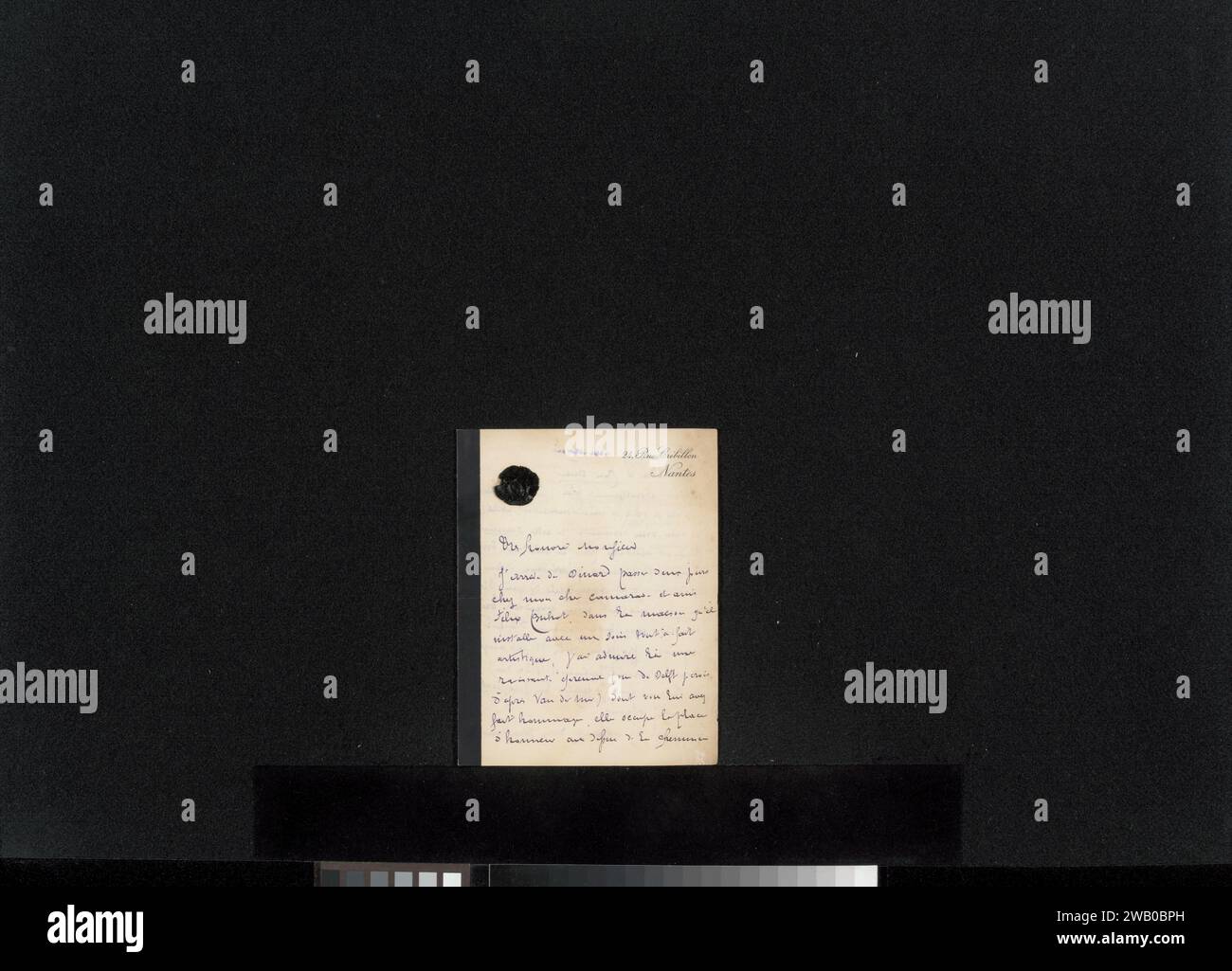 Letter to Philip Zilcken, 1890 letter Nantes paper. ink writing ...