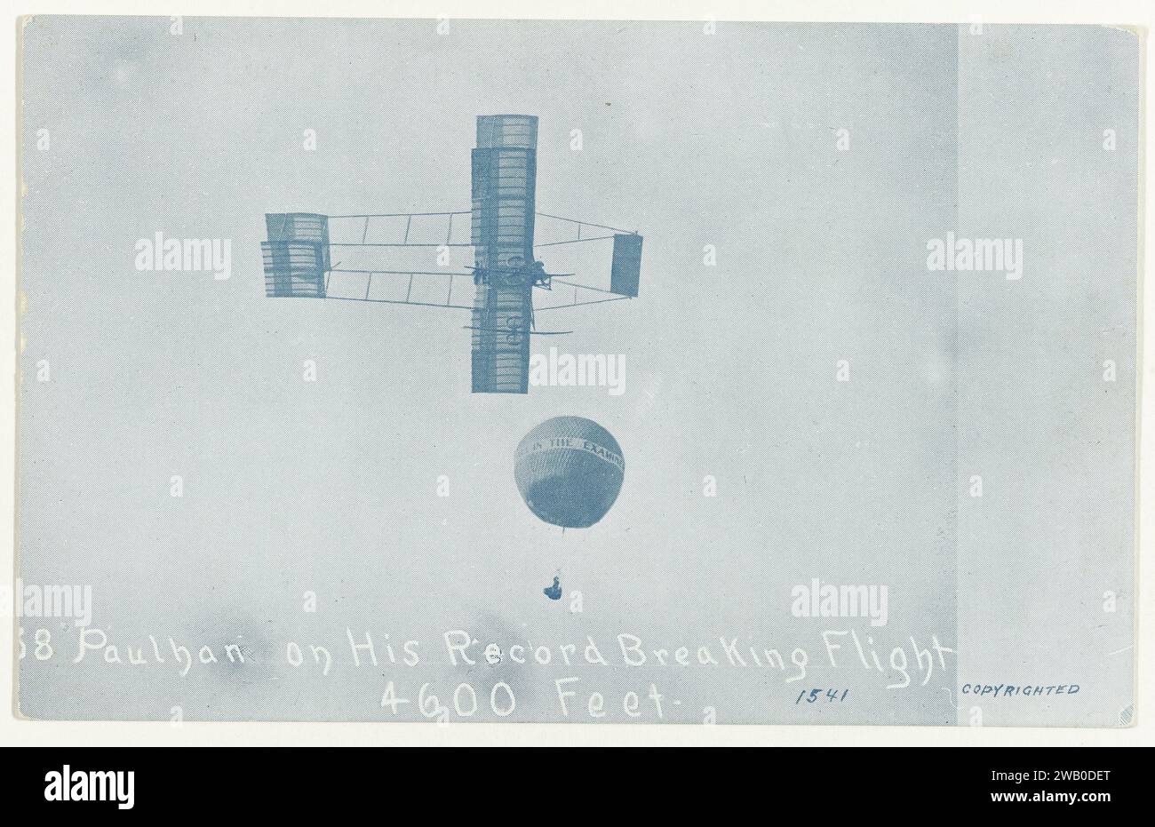 Louis Paulhan in his plane during a flight (probably during the 1910 ...