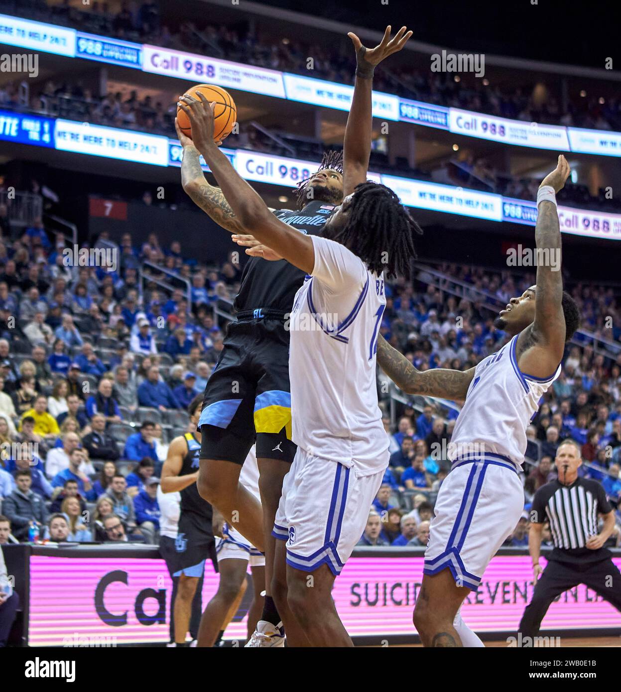 Marquette Golden Eagles forward David Joplin (23) shoots against Seton ...