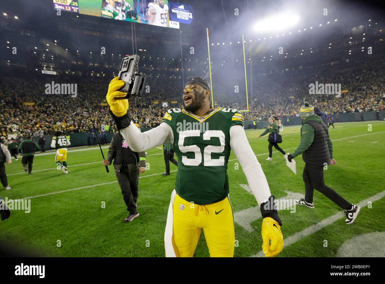 Green Bay Packers linebacker Rashan Gary (52) celebrates following an ...
