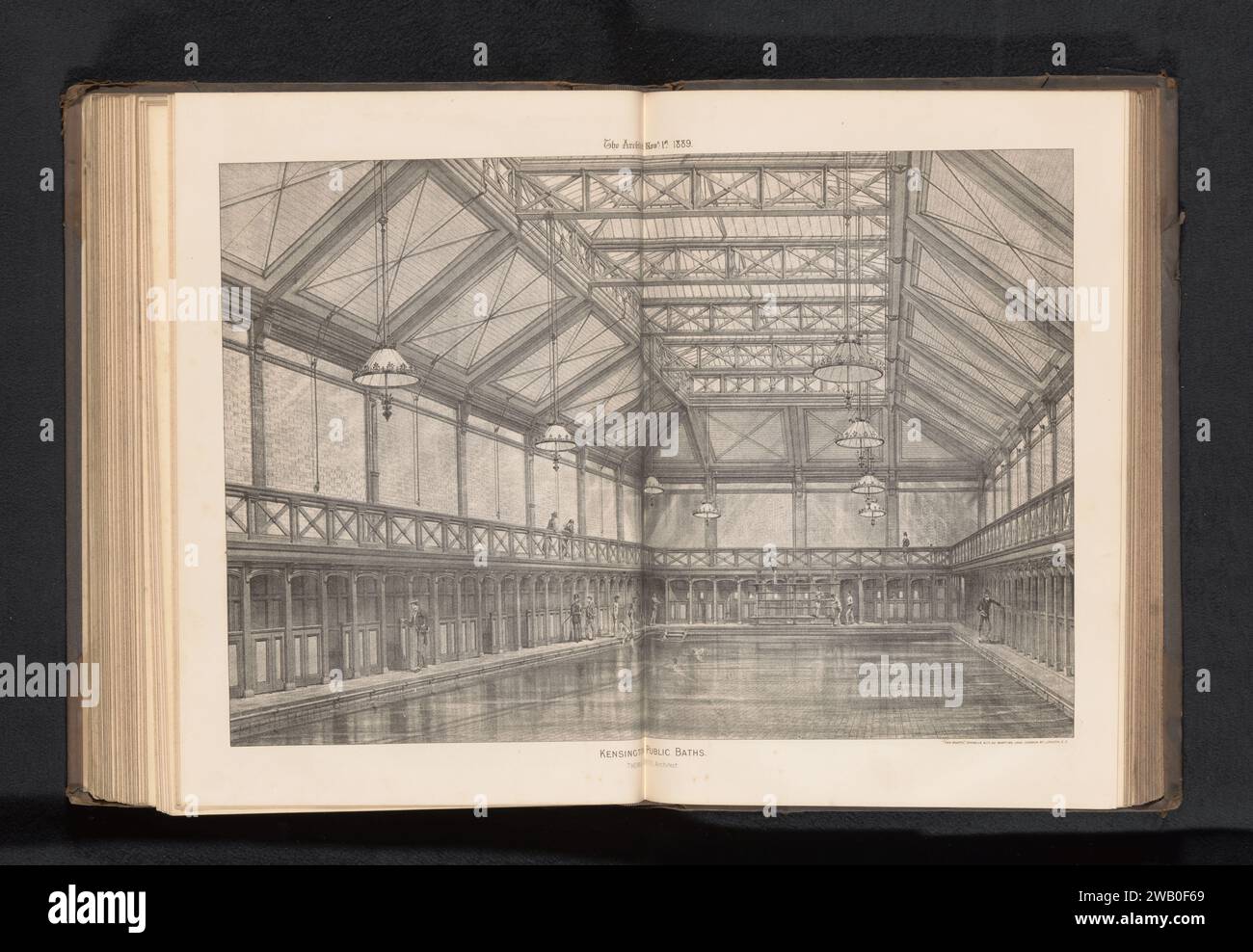 Reproduction of a drawing of the interior of the Kensington Baths in ...