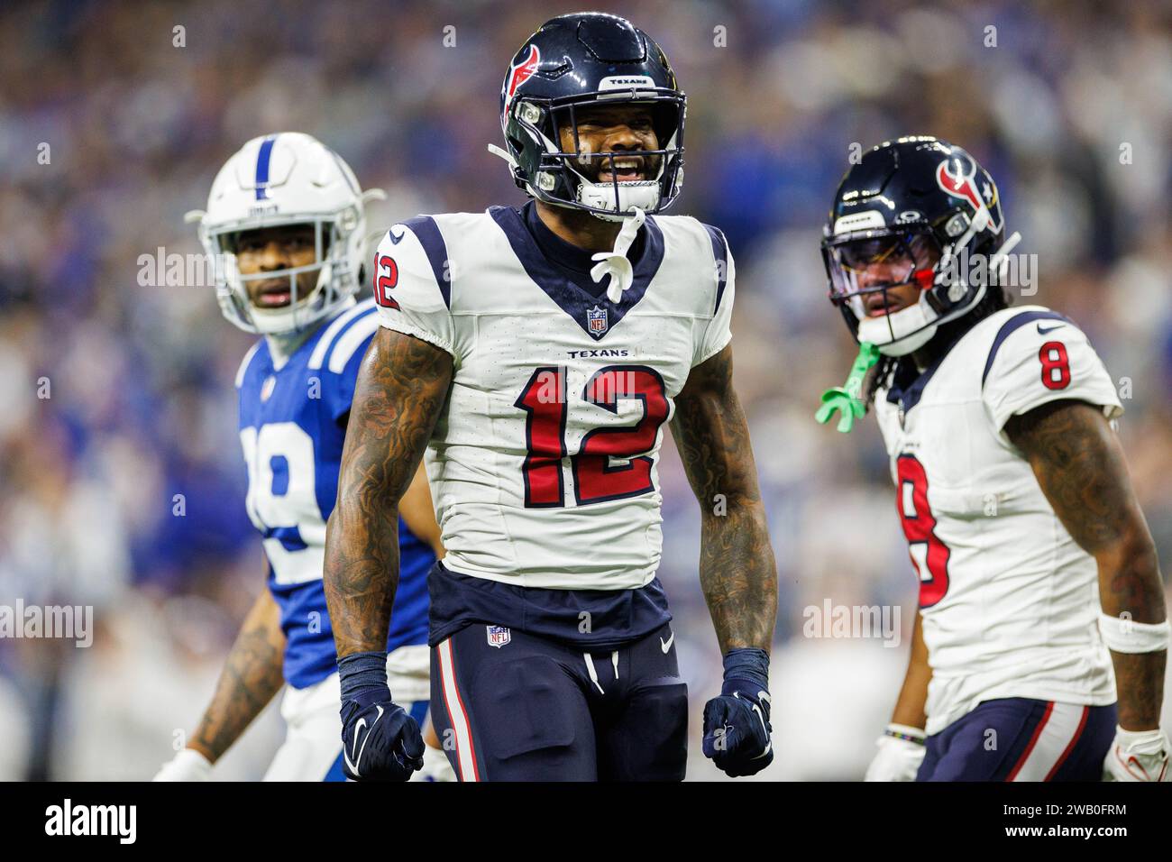 January 06, 2024: Houston Texans wide receiver Nico Collins (12) reacts ...