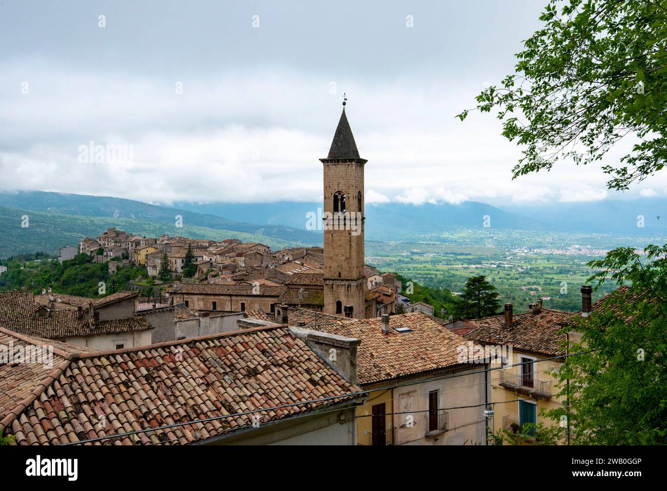Bell Tower of Our Lady of Mercy Mother Church - Pacentro - Italy Stock ...