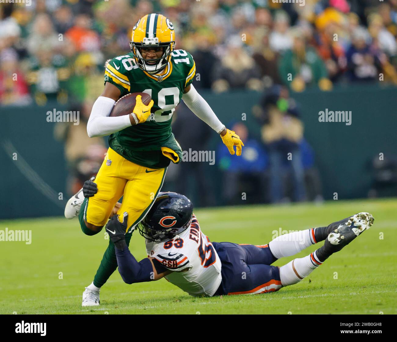Green Bay Packers wide receiver Malik Heath (18) runs against Chicago ...