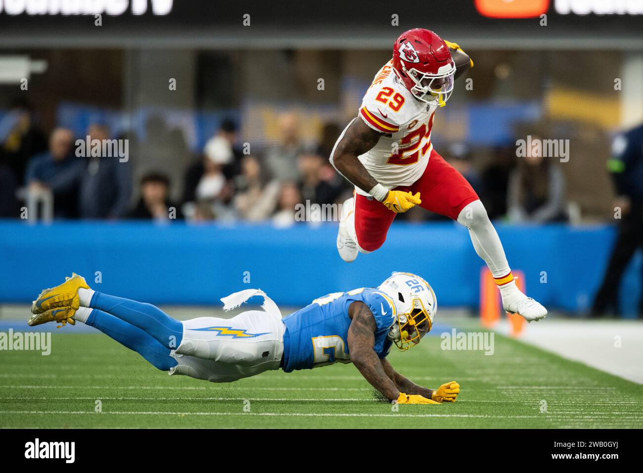 Kansas City Chiefs running back La'Mical Perine (29) runs with the ball ...