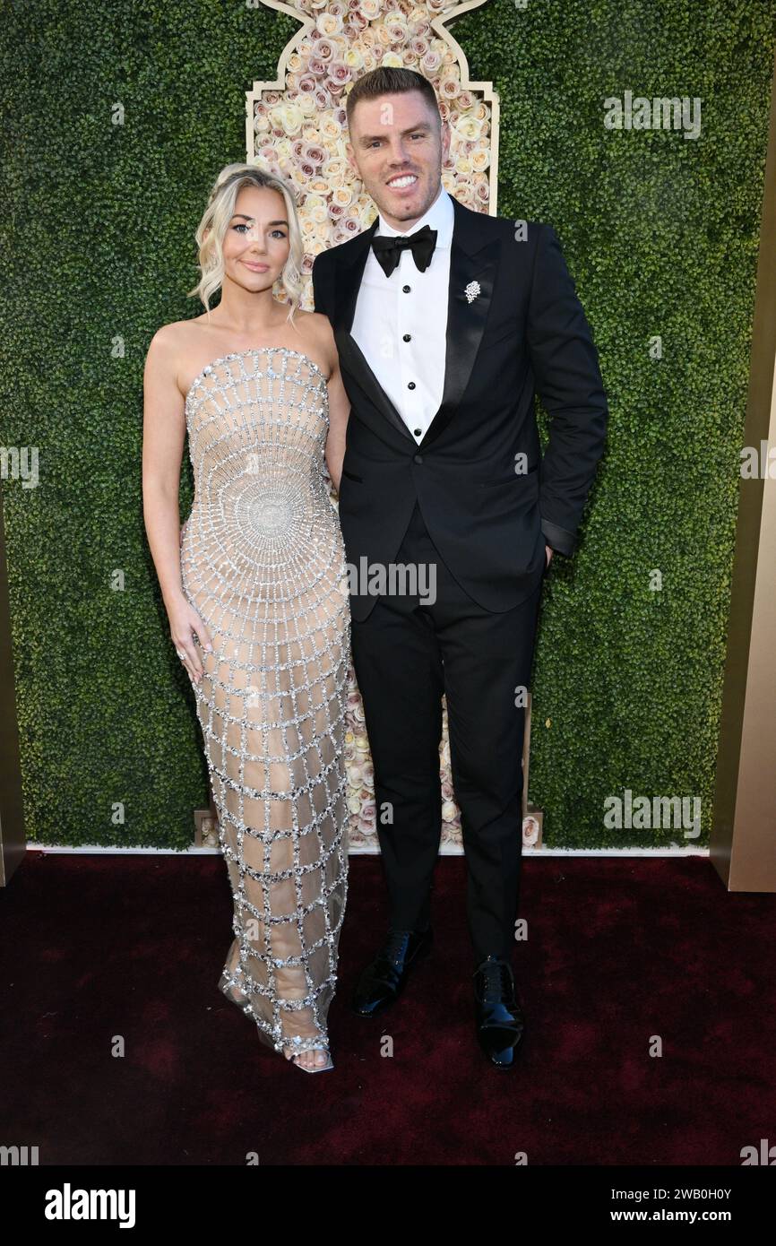 Chelsea Freem and Freddie Freeman at the 81st Golden Globe Awards held ...