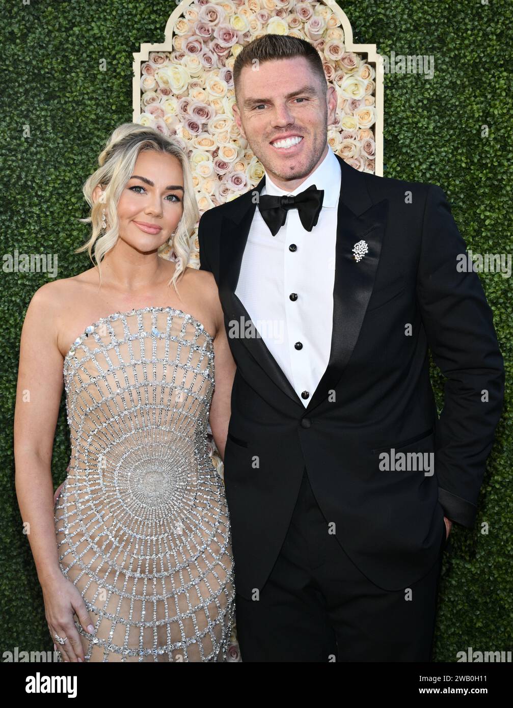 Chelsea Freem and Freddie Freeman at the 81st Golden Globe Awards held ...