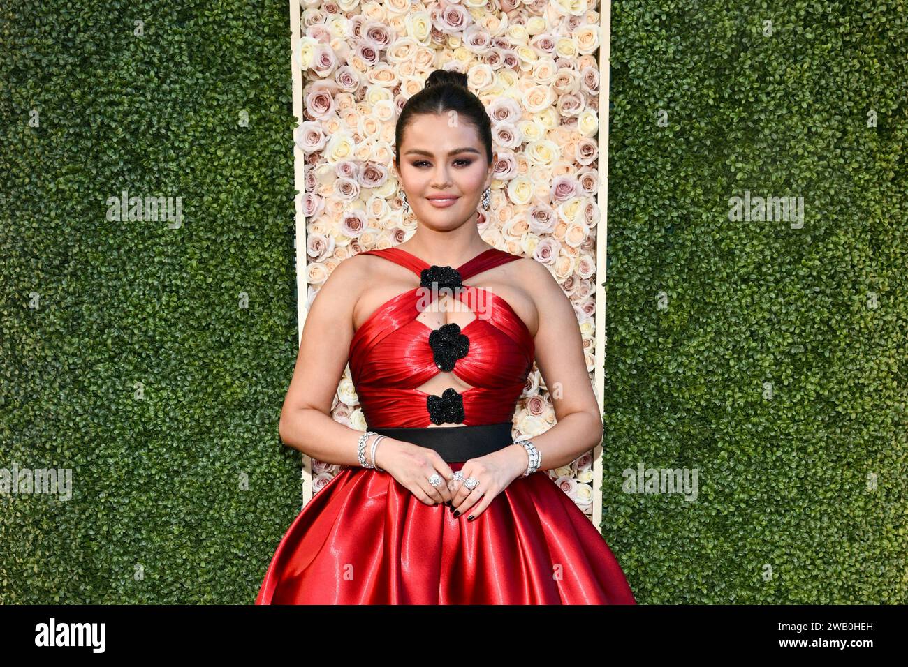 Selena Gomez at the 81st Golden Globe Awards held at the Beverly Hilton ...
