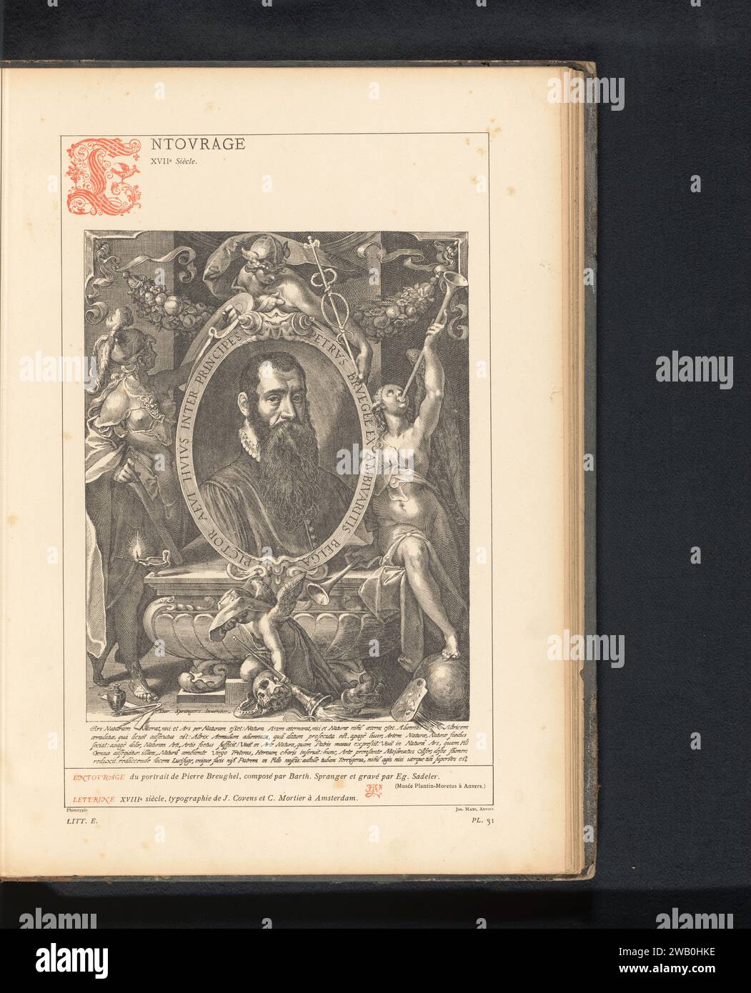 Reproduction of a print of a portrait of Pieter Brueghel by Aegidius ...