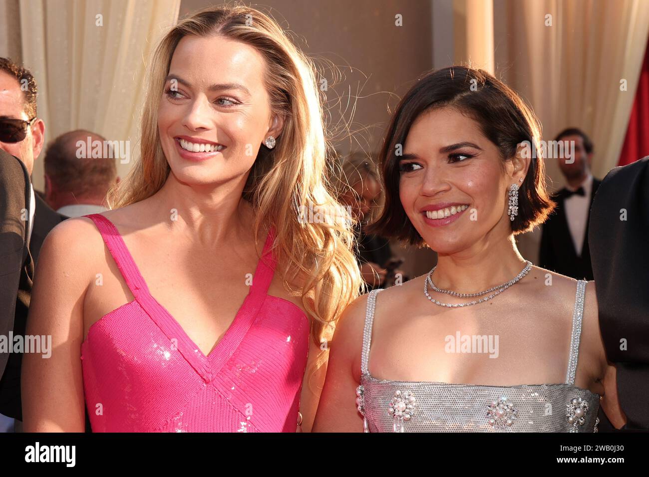 Margot Robbie and America Ferrera at the 81st Golden Globe Awards held ...