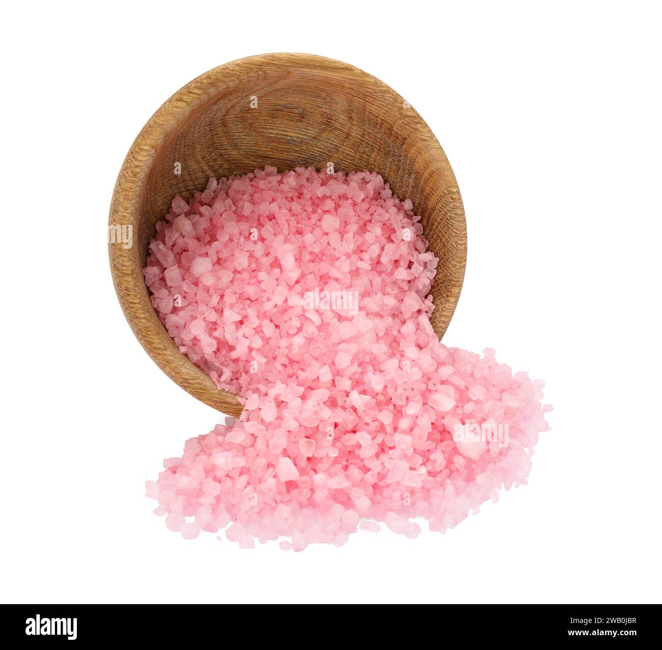 Overturned bowl with pink sea salt isolated on white Stock Photo - Alamy