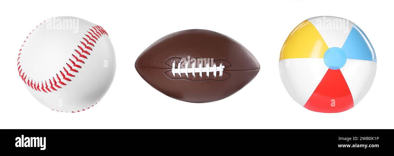 Different balls for various sports isolated on white, collection Stock ...