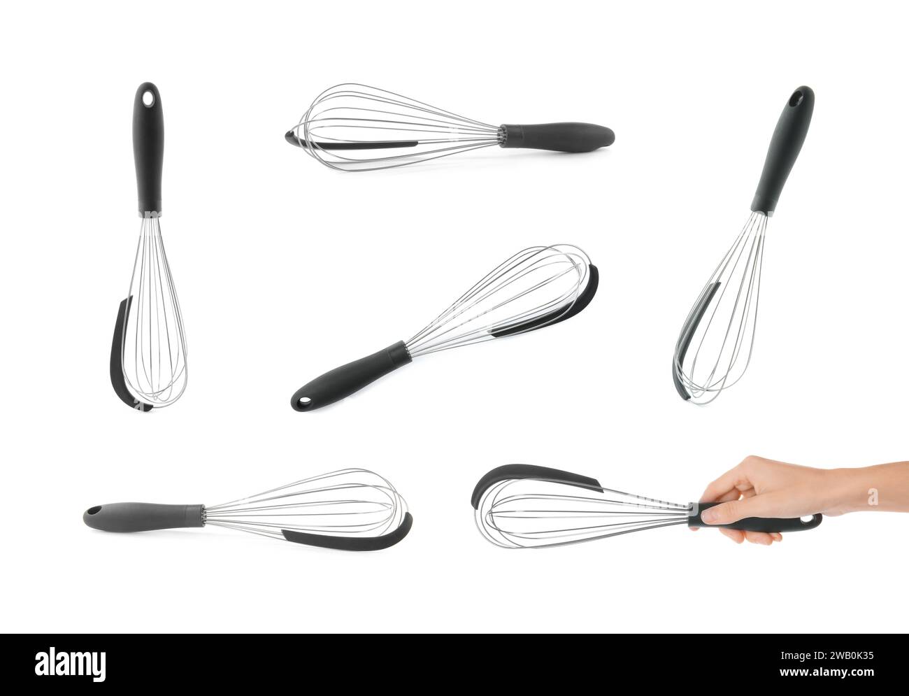 Different whisks isolated on white, collection. Kitchen tool Stock ...
