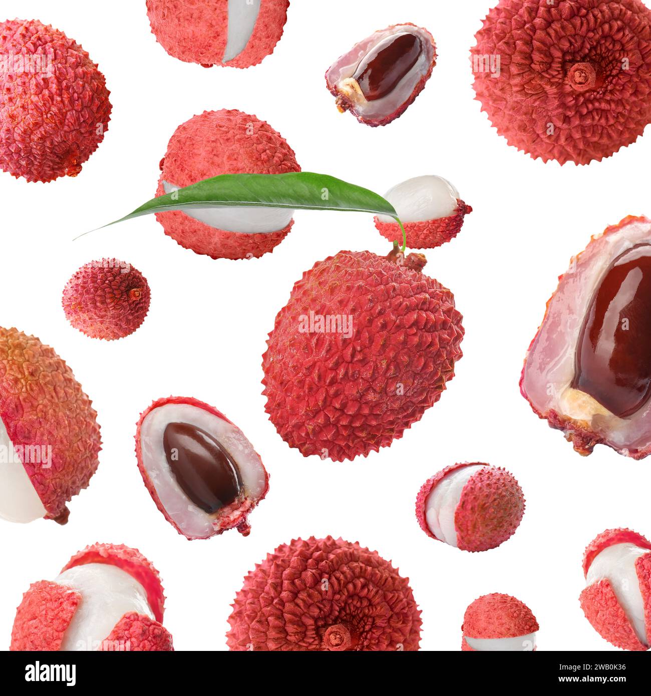 Many lychees falling on white background. Exotic fruit Stock Photo - Alamy