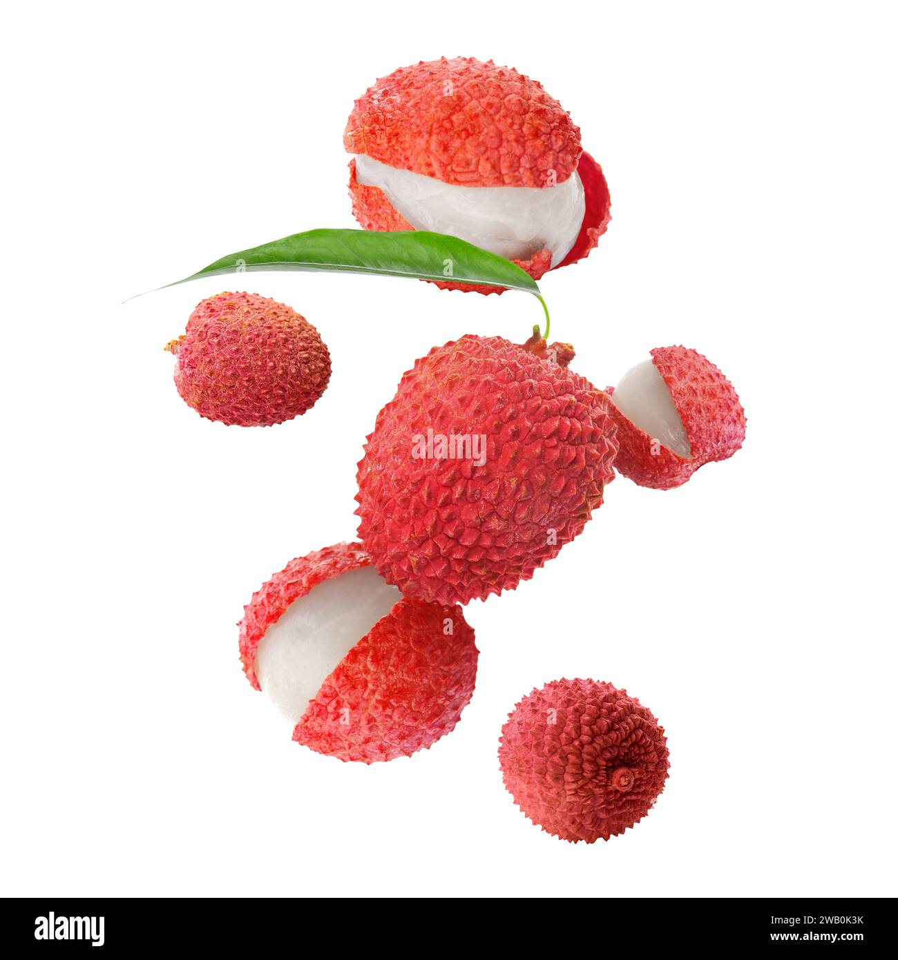 Many lychees falling on white background. Exotic fruit Stock Photo - Alamy