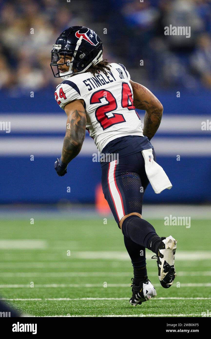 Houston Texans cornerback Derek Stingley Jr. (24) drops back into coverage during an NFL ...