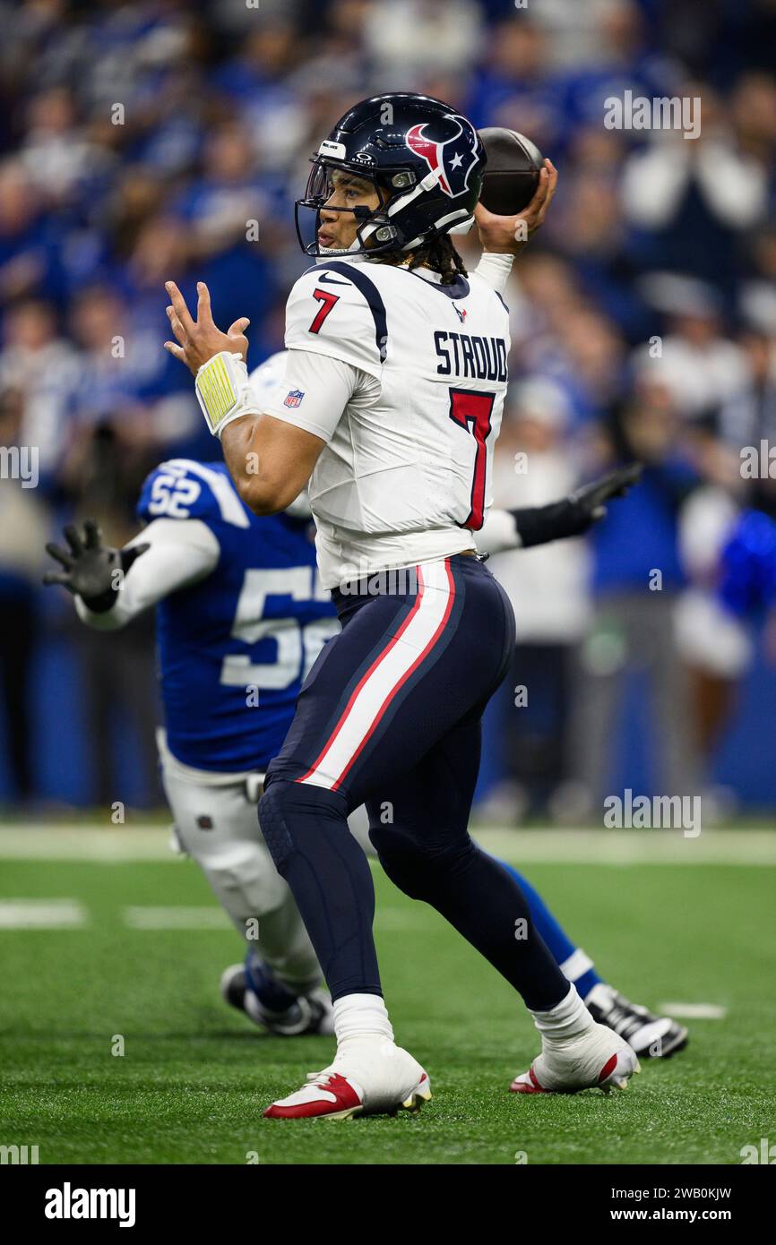 Houston Texans quarterback C.J. Stroud (7) throws downfield during an NFL football game against ...