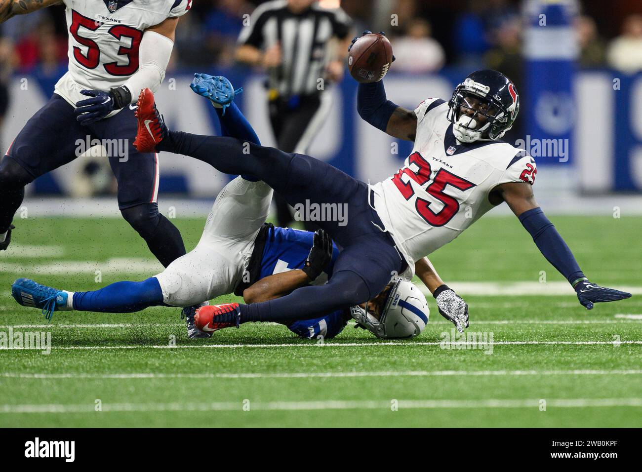 Houston Texans safety Grayland Arnold (25) breaks up a play intended ...