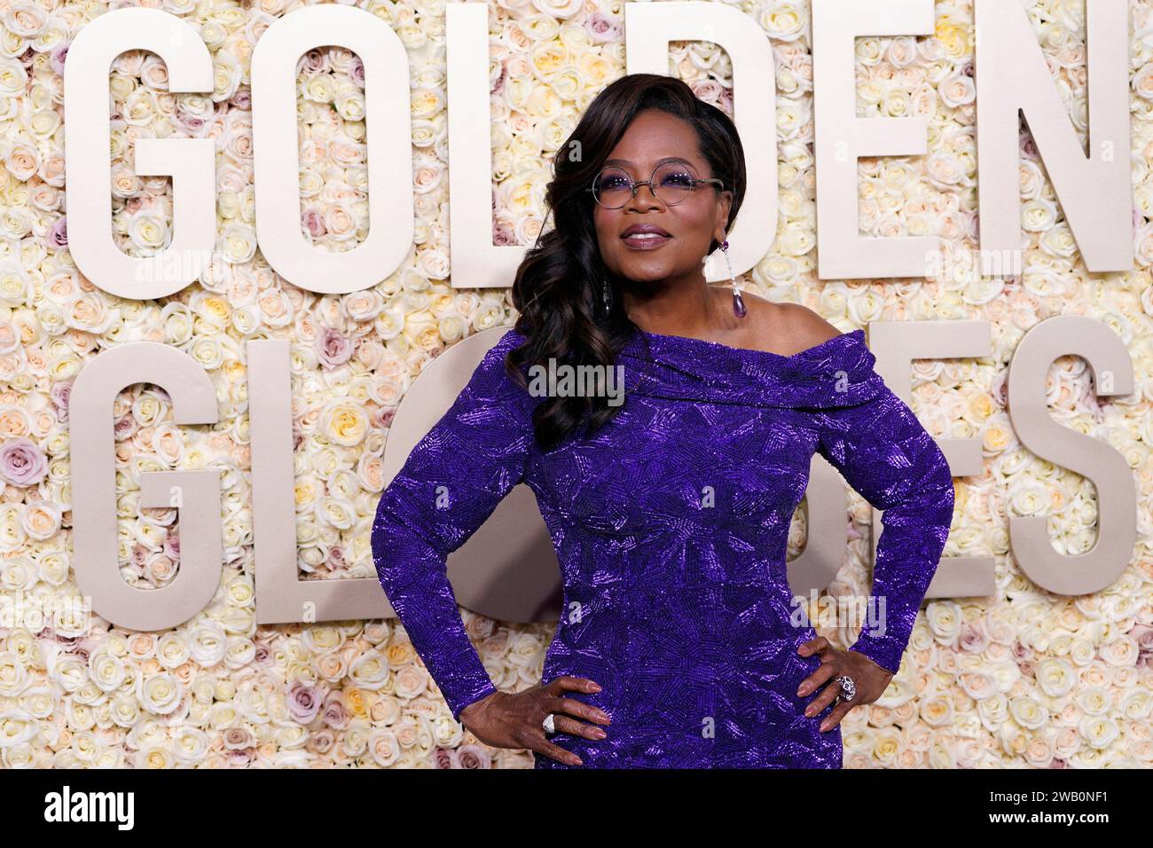 Oprah Winfrey arrives at the 81st Golden Globe Awards on Sunday, Jan. 7 ...