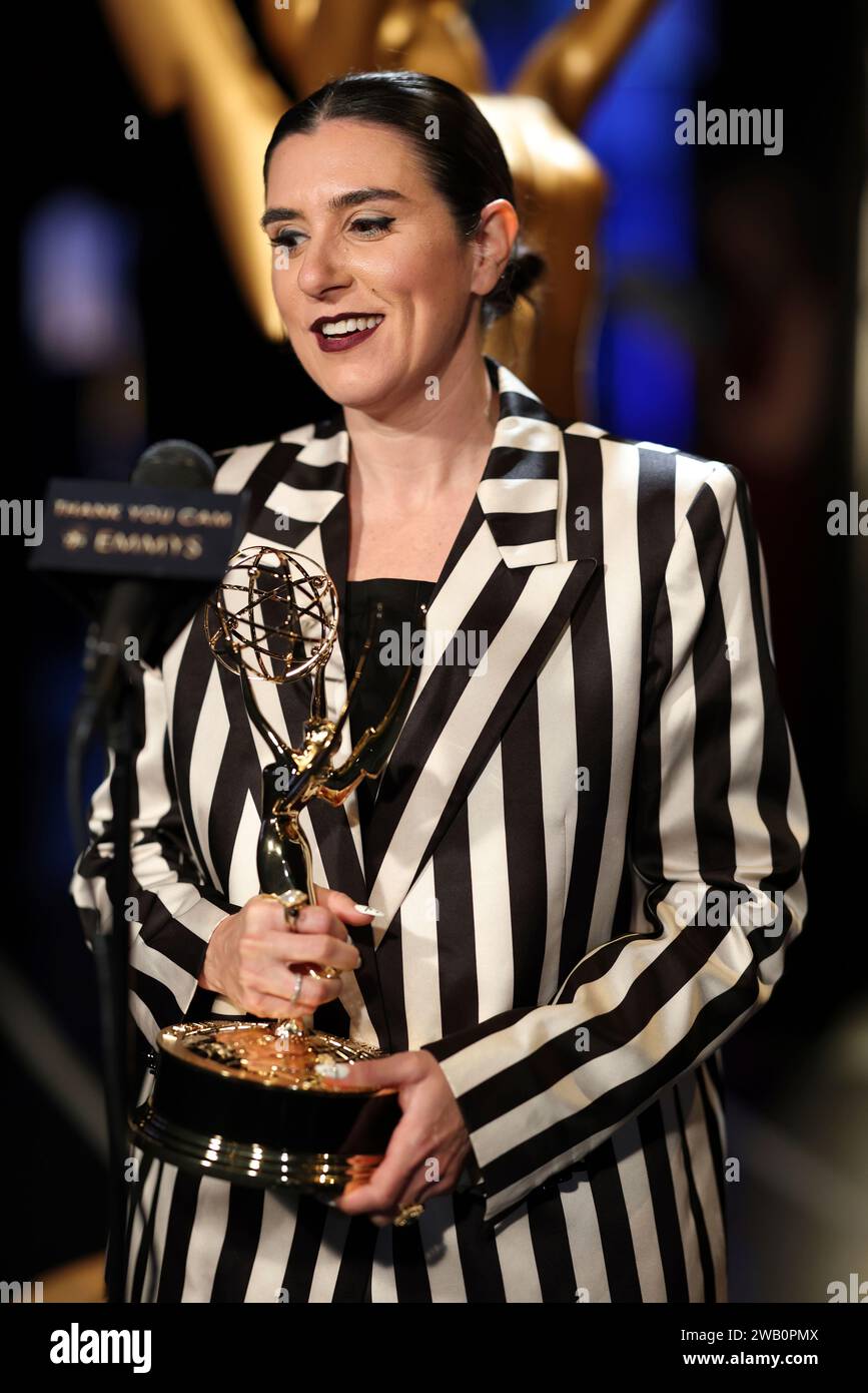 EXCLUSIVE - Alex Bach poses with the award for outstanding short form ...