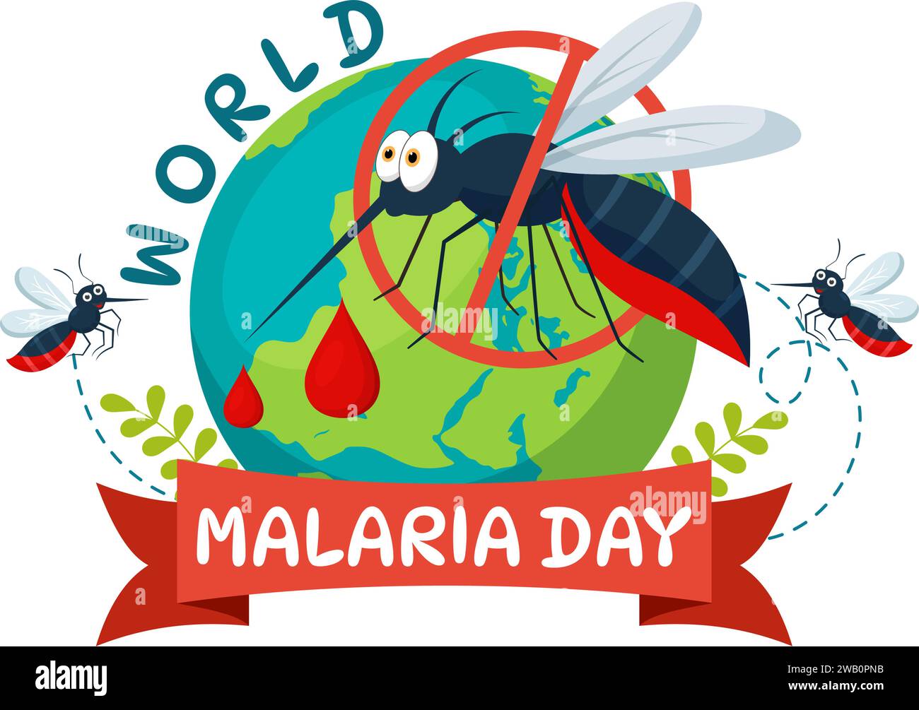 World Malaria Day Vector Illustration on April 25 with Earth Protected ...