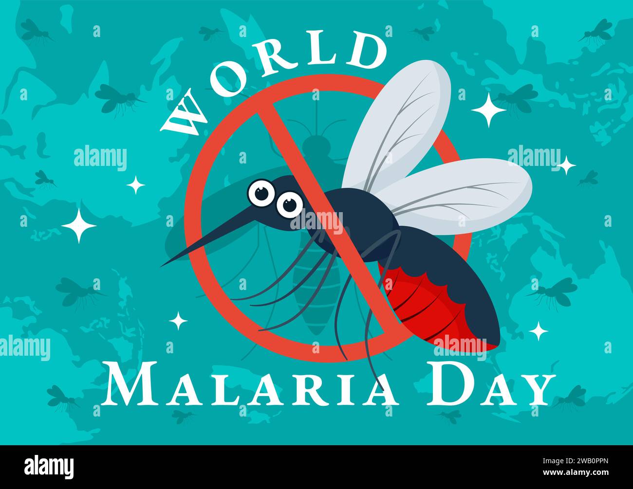 World Malaria Day Vector Illustration on April 25 with Earth Protected ...
