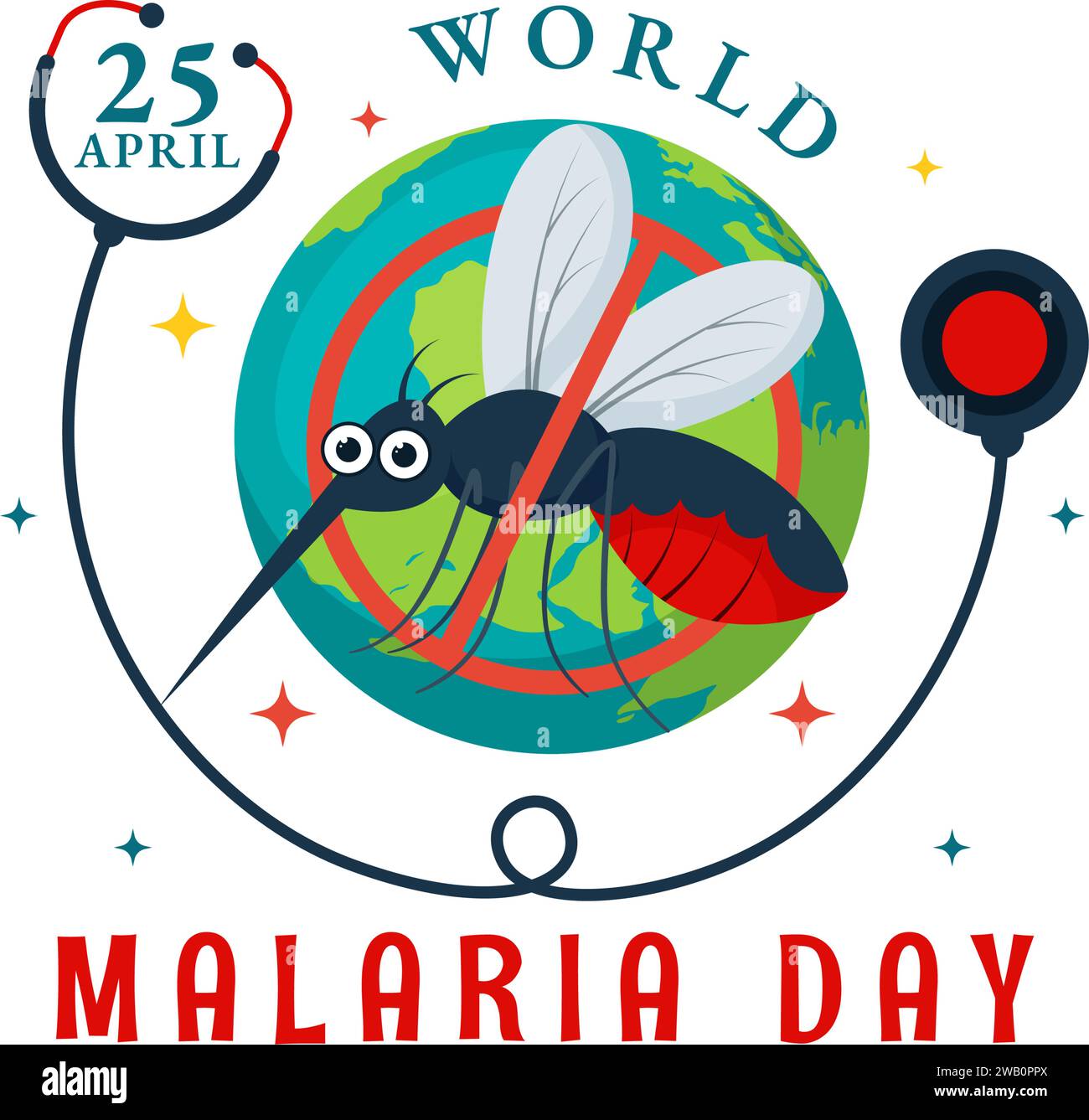 World Malaria Day Vector Illustration on April 25 with Earth Protected ...