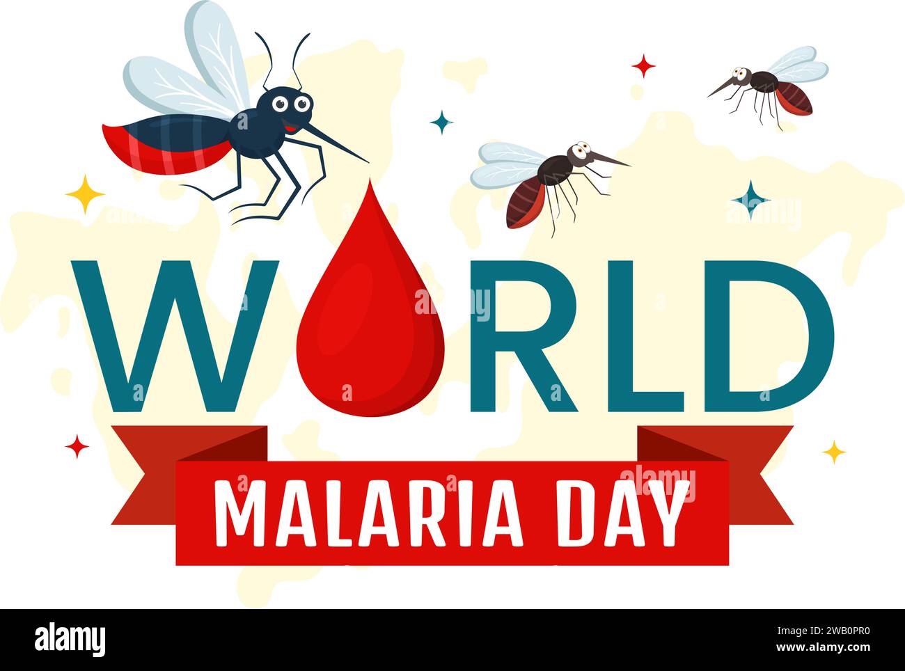 World Malaria Day Vector Illustration on April 25 with Earth Protected ...