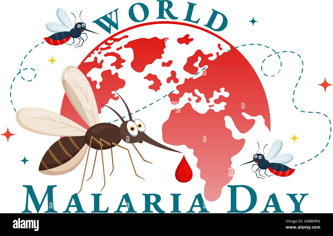World Malaria Day Vector Illustration on April 25 with Earth Protected ...