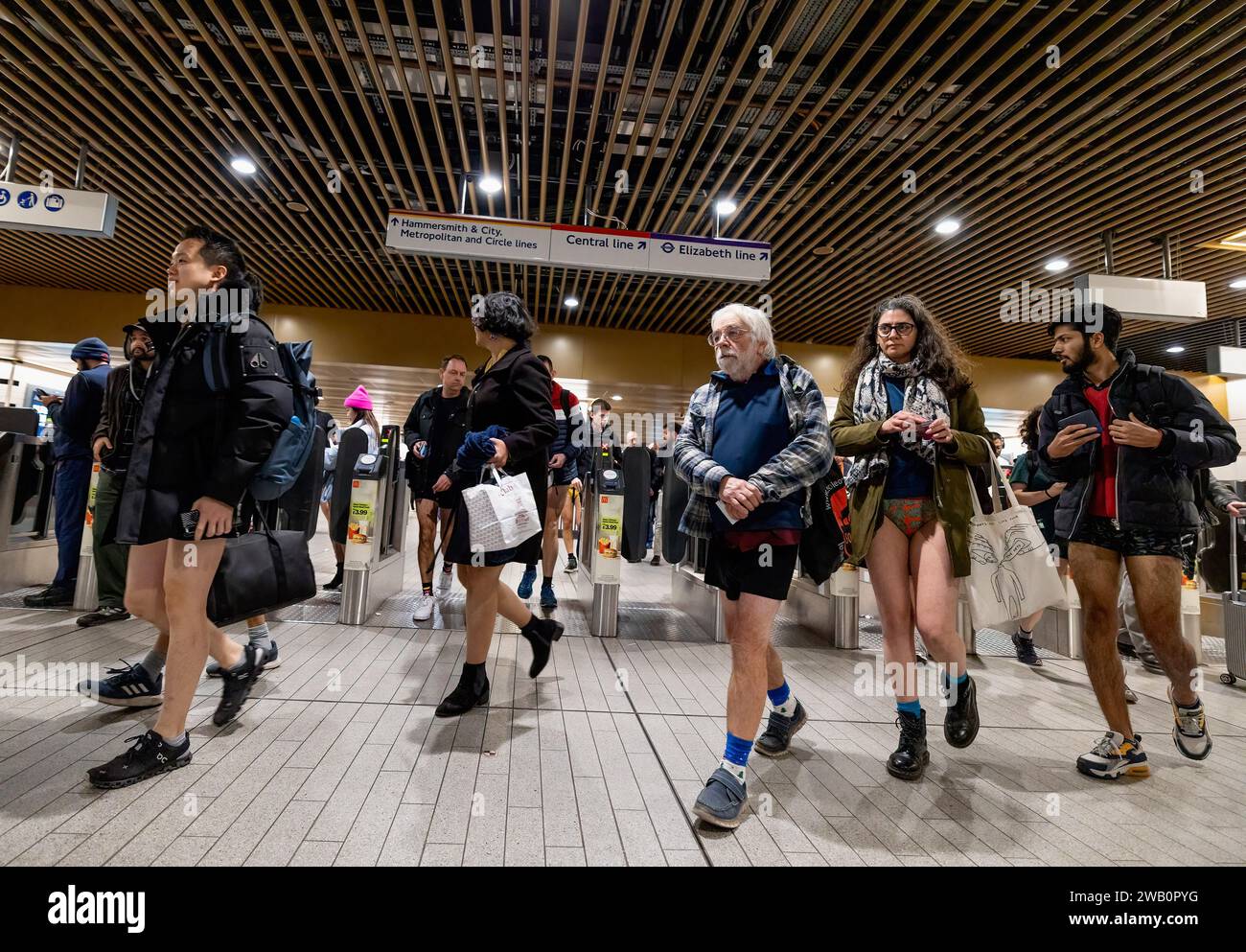 Participants without pants ride on an underground journey at Liverpool ...