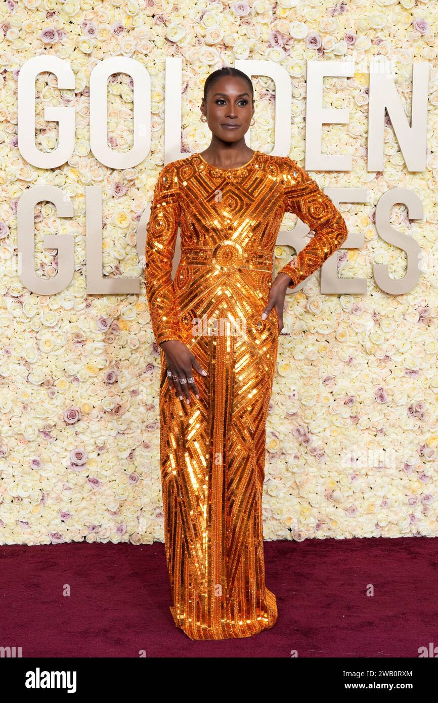Issa Rae arrives at the 81st Golden Globe Awards on Sunday, Jan. 7 ...