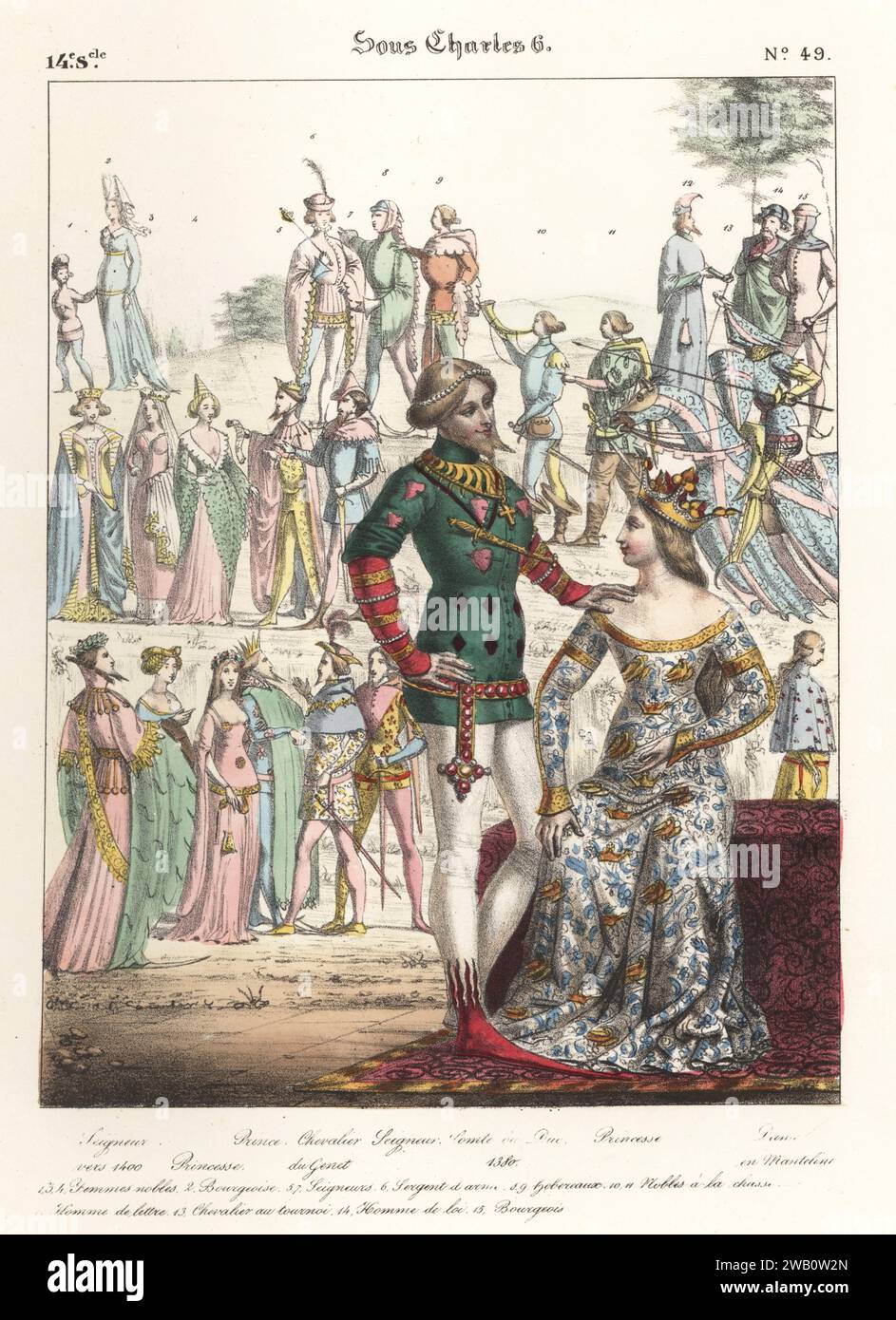 French count or duke in tabard, gorget, hose and red poulaines, with ...