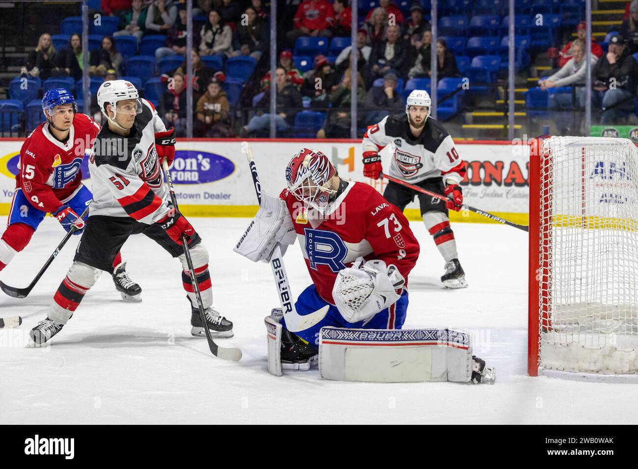 January 7th, 2024: Laval Rocket goaltender Kasimir Kasisuo (73) makes a ...