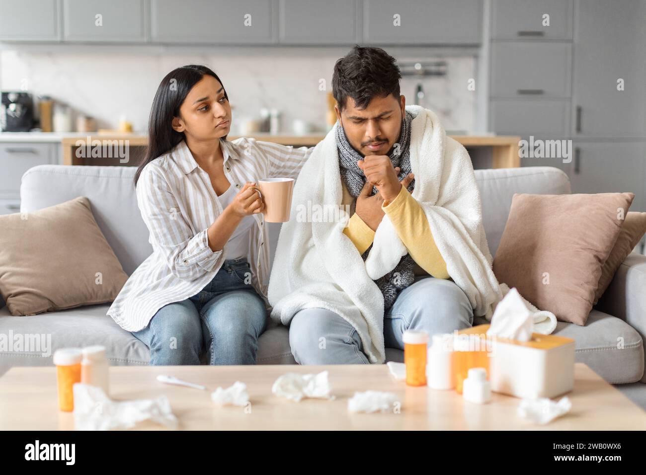 Indian woman coughing hi-res stock photography and images - Alamy